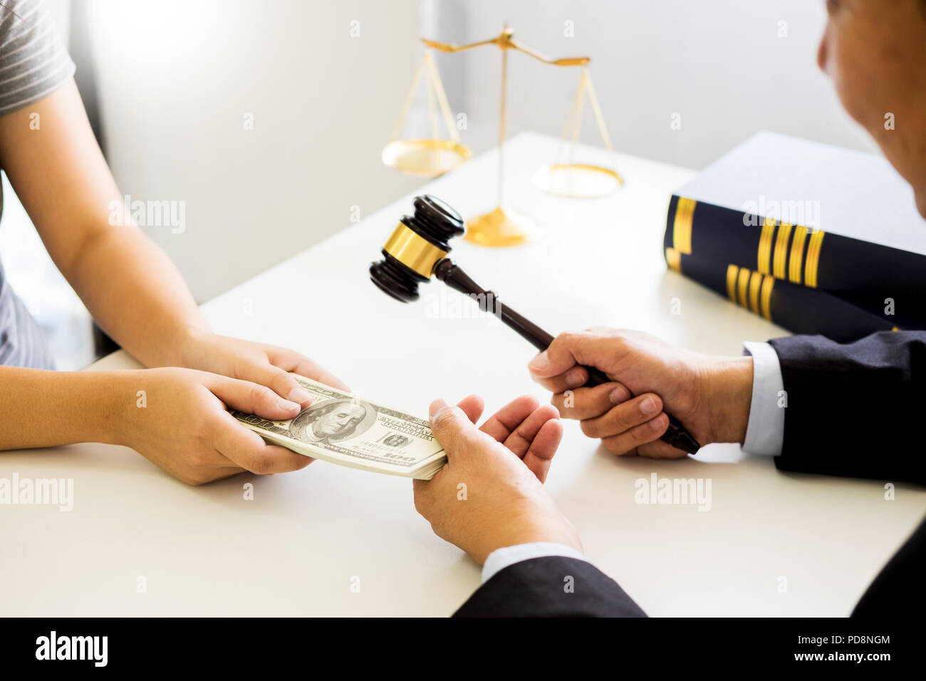 Lawyer receiving money as bribe hi-res stock photography and images - Alamy