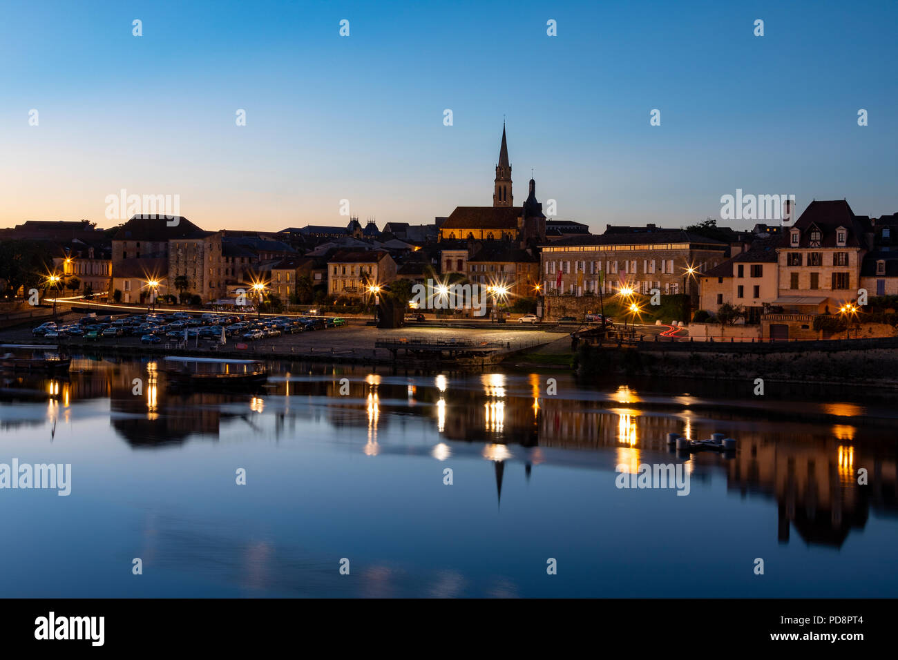 The town of Bergerac on the Dordogne River in the Nouvelle-Aquitaine ...