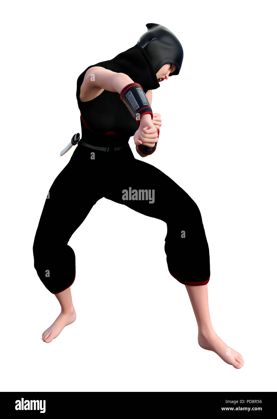 3D rendering of a female ninja isolated on white background Stock Photo ...