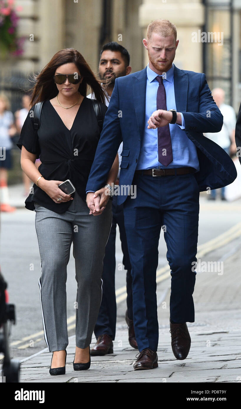 England cricketer Ben Stokes (centre), and his wife Clare, during a ...