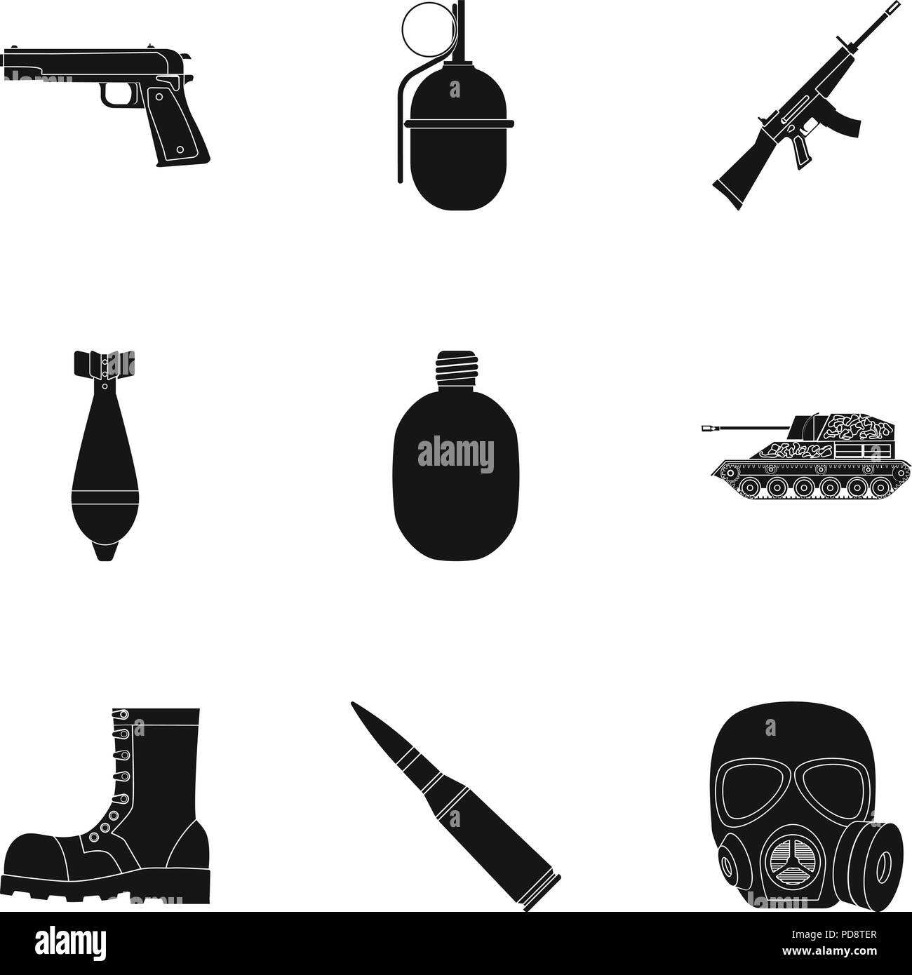 Military and army set icons in black design. Big collection of military ...