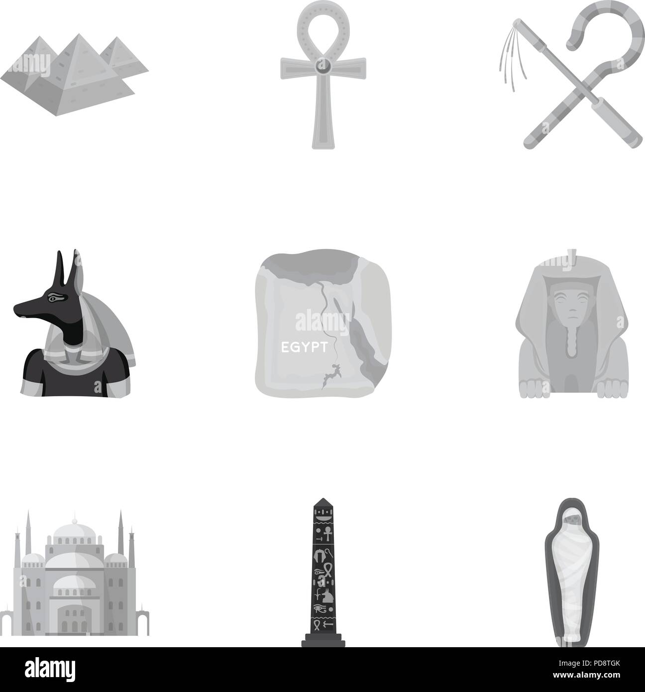 Ancient Egypt set icons in monochrome style. Big collection of ancient ...