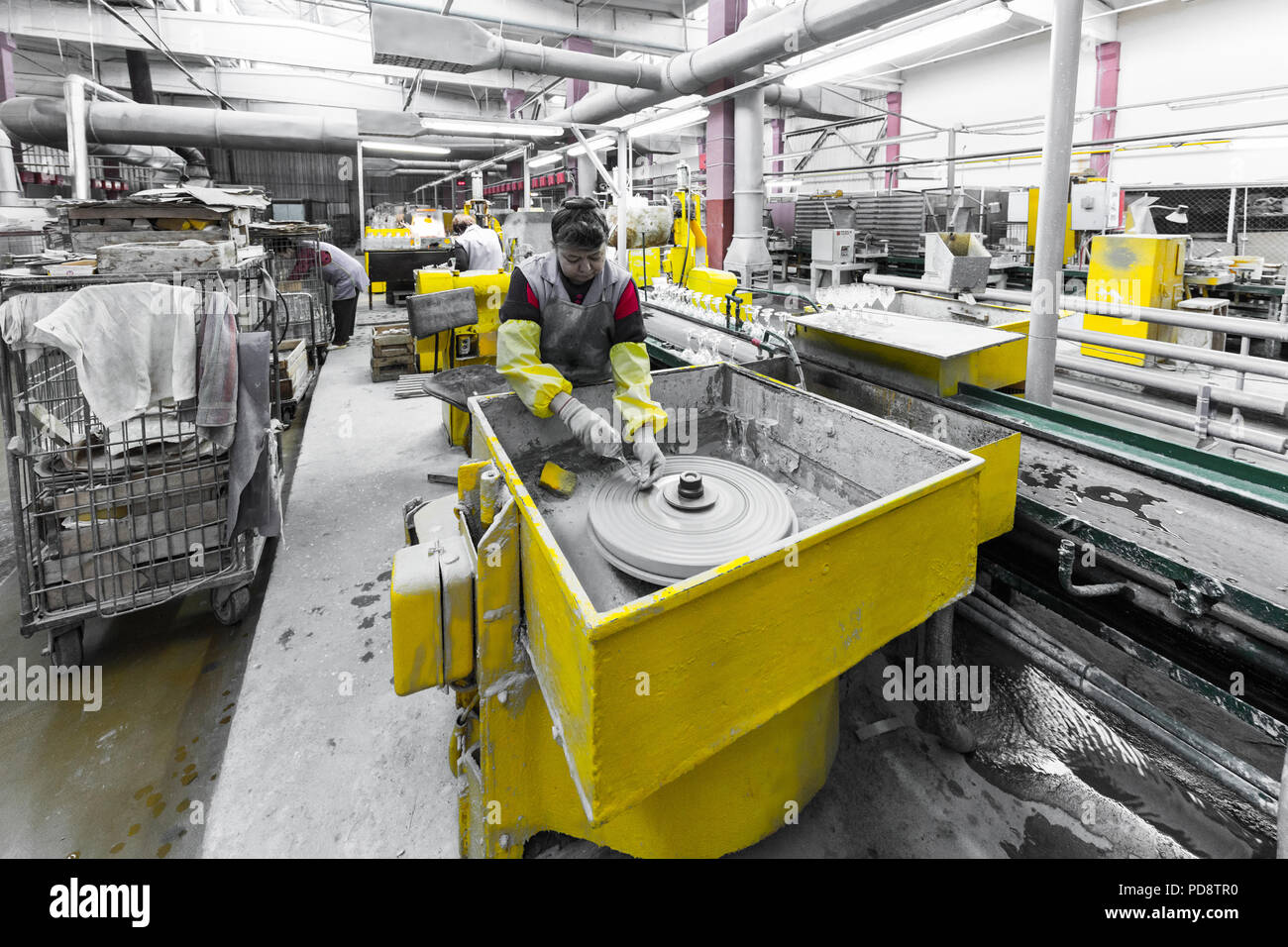 Production of glass at manufacture factory industry background Stock ...