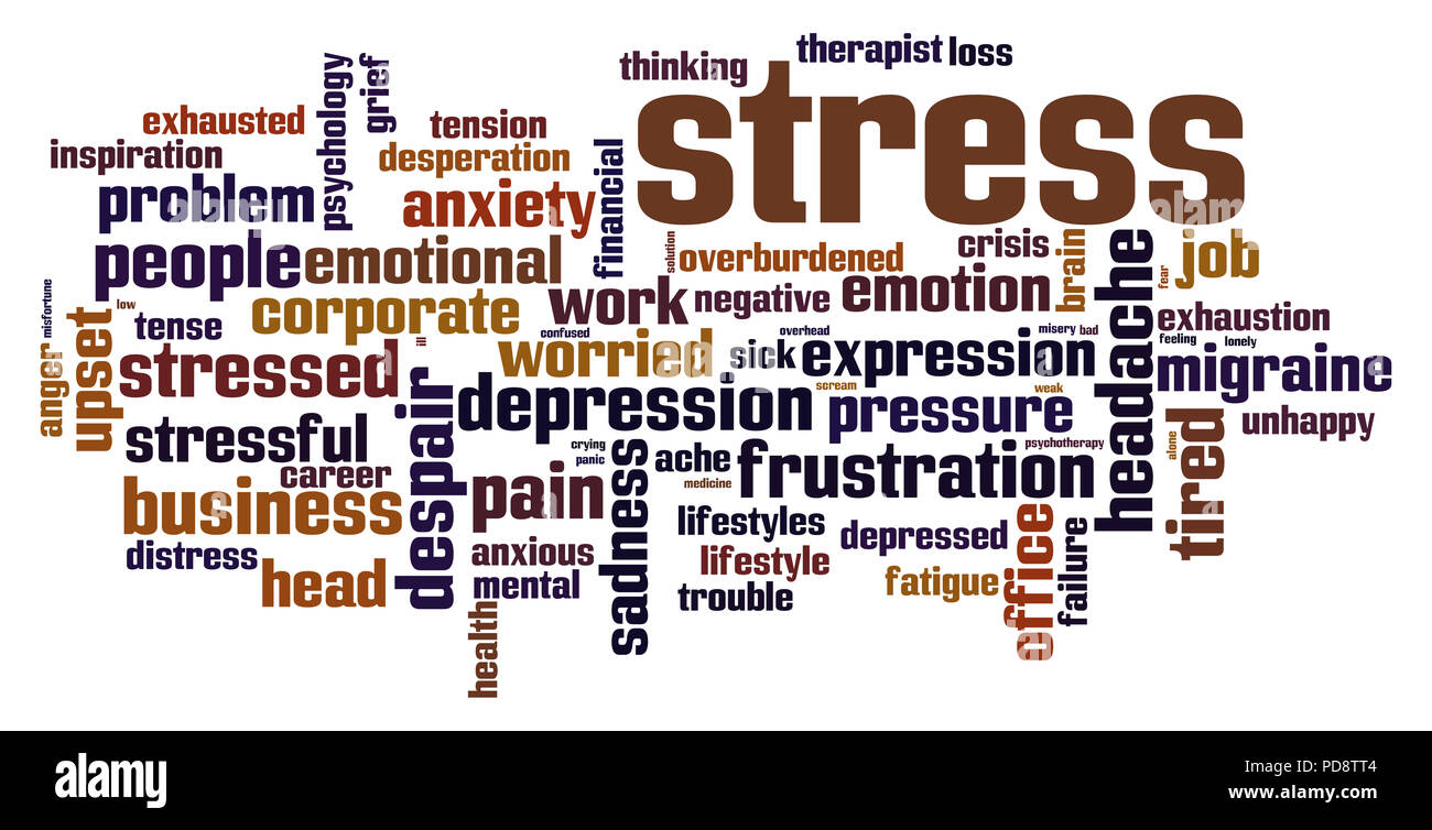 Stress word cloud concept with white background, 3d rendering Stock ...