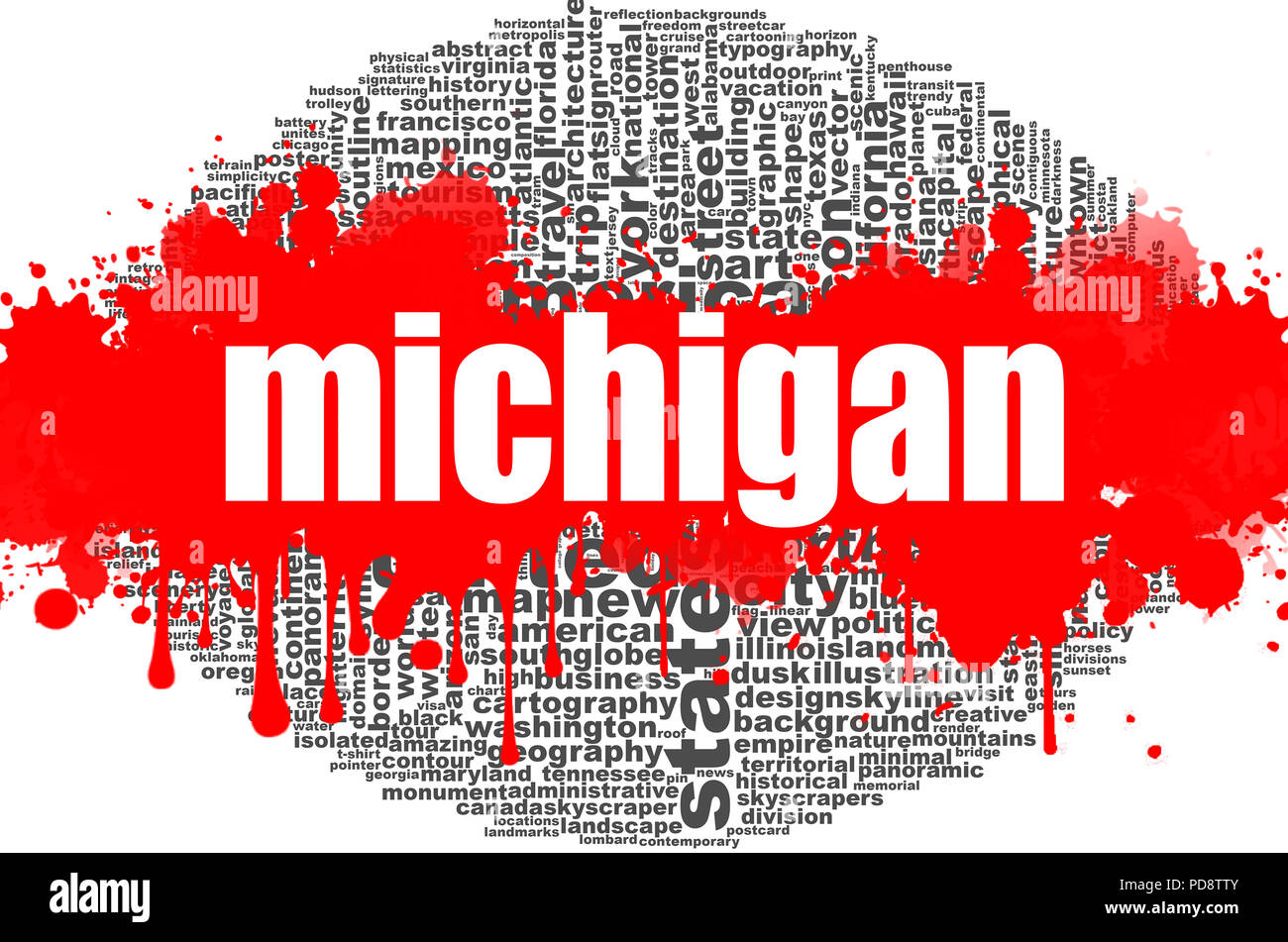 Michigan word cloud design. Creative illustration of idea word ...