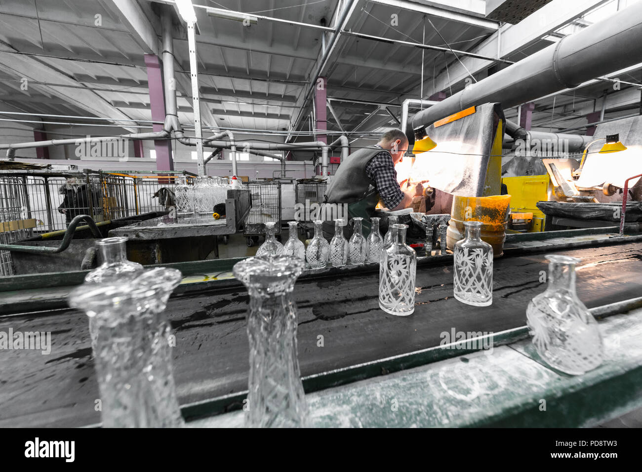 Stemware industry production of glass making at manufacture Stock Photo ...