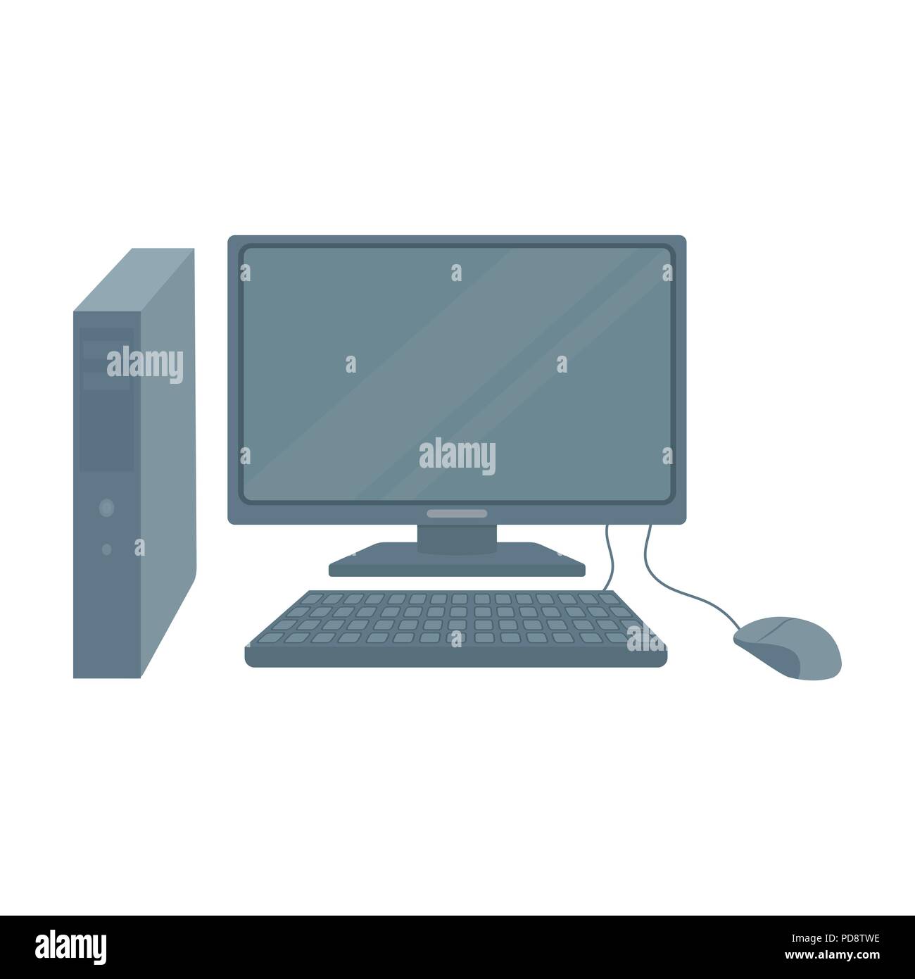 Personal computer icon in cartoon style isolated on white background ...