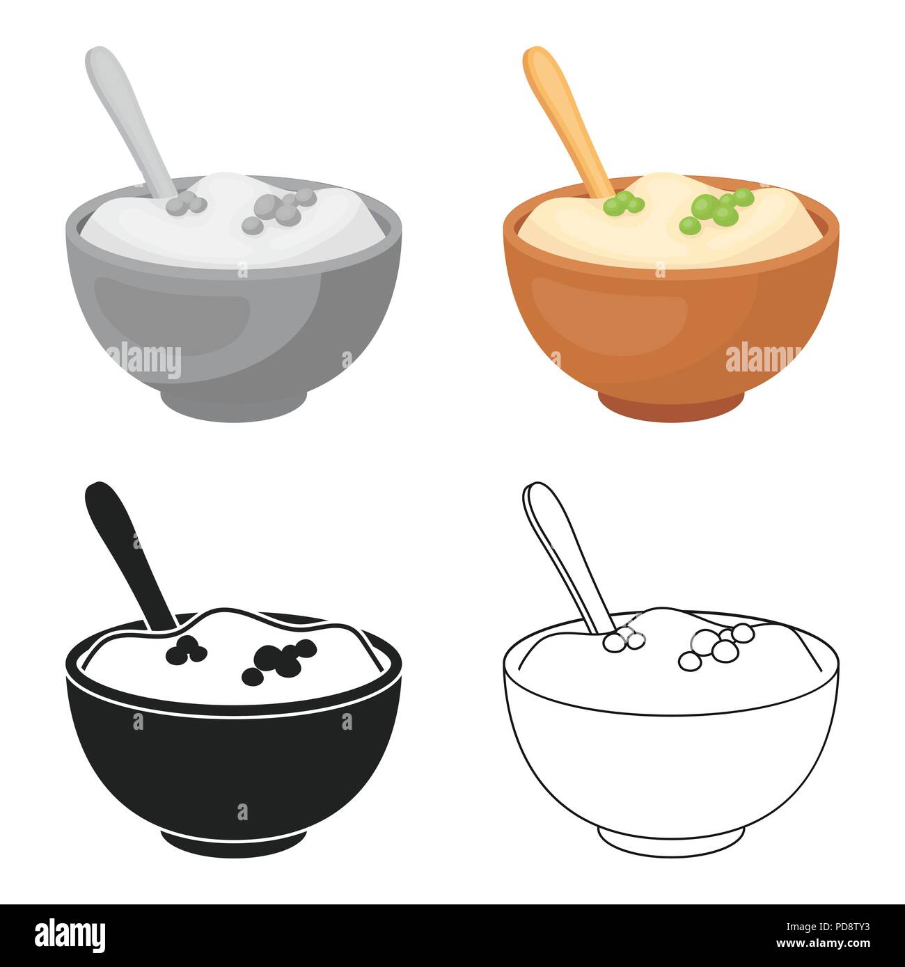 Mashed potatoes icon in cartoon style isolated on white background ...