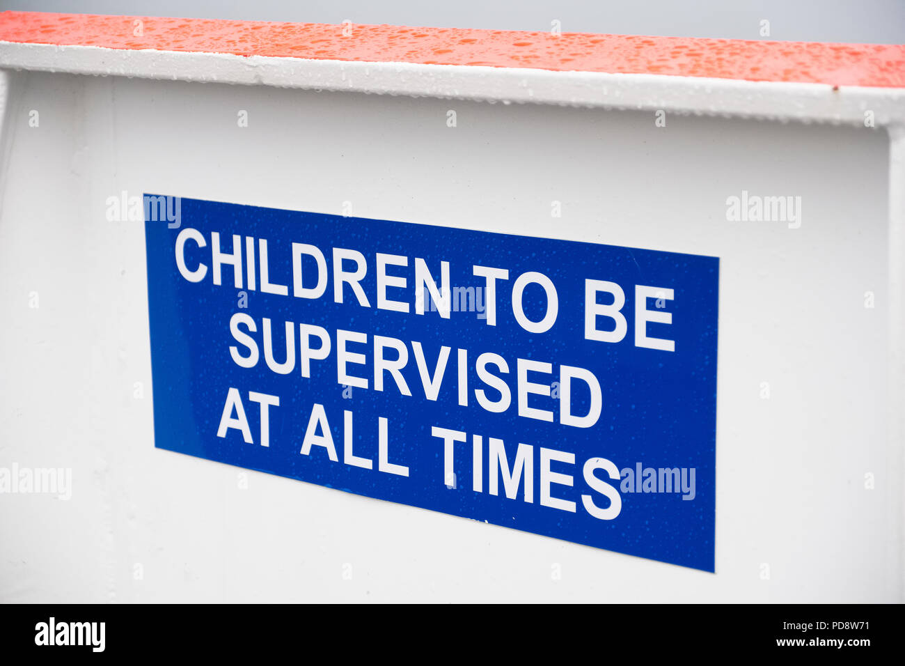 Children to be supervised at all times blue sign on white background ...