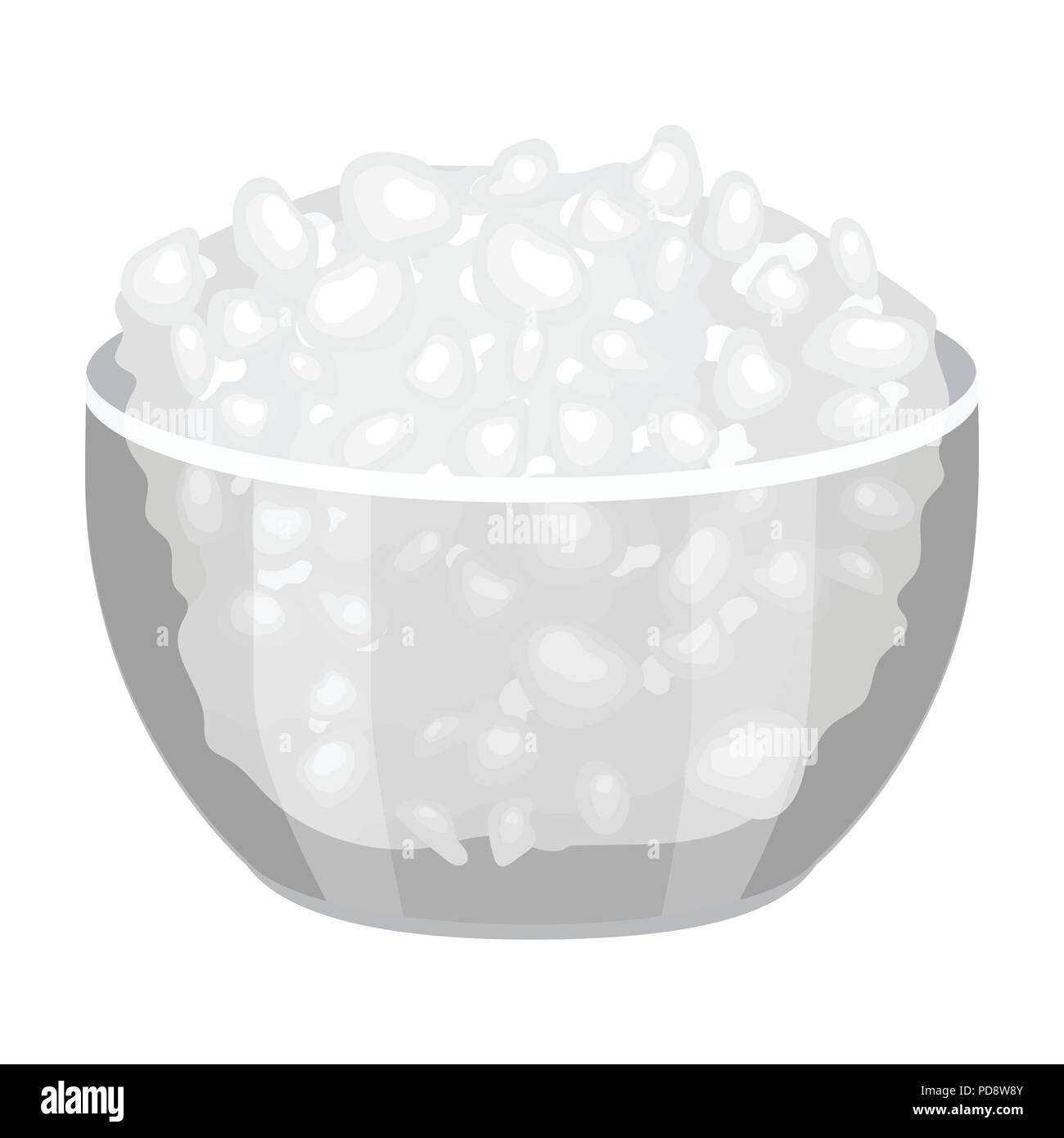 Cottage cheese in the bowl icon in monochrome style isolated on white ...
