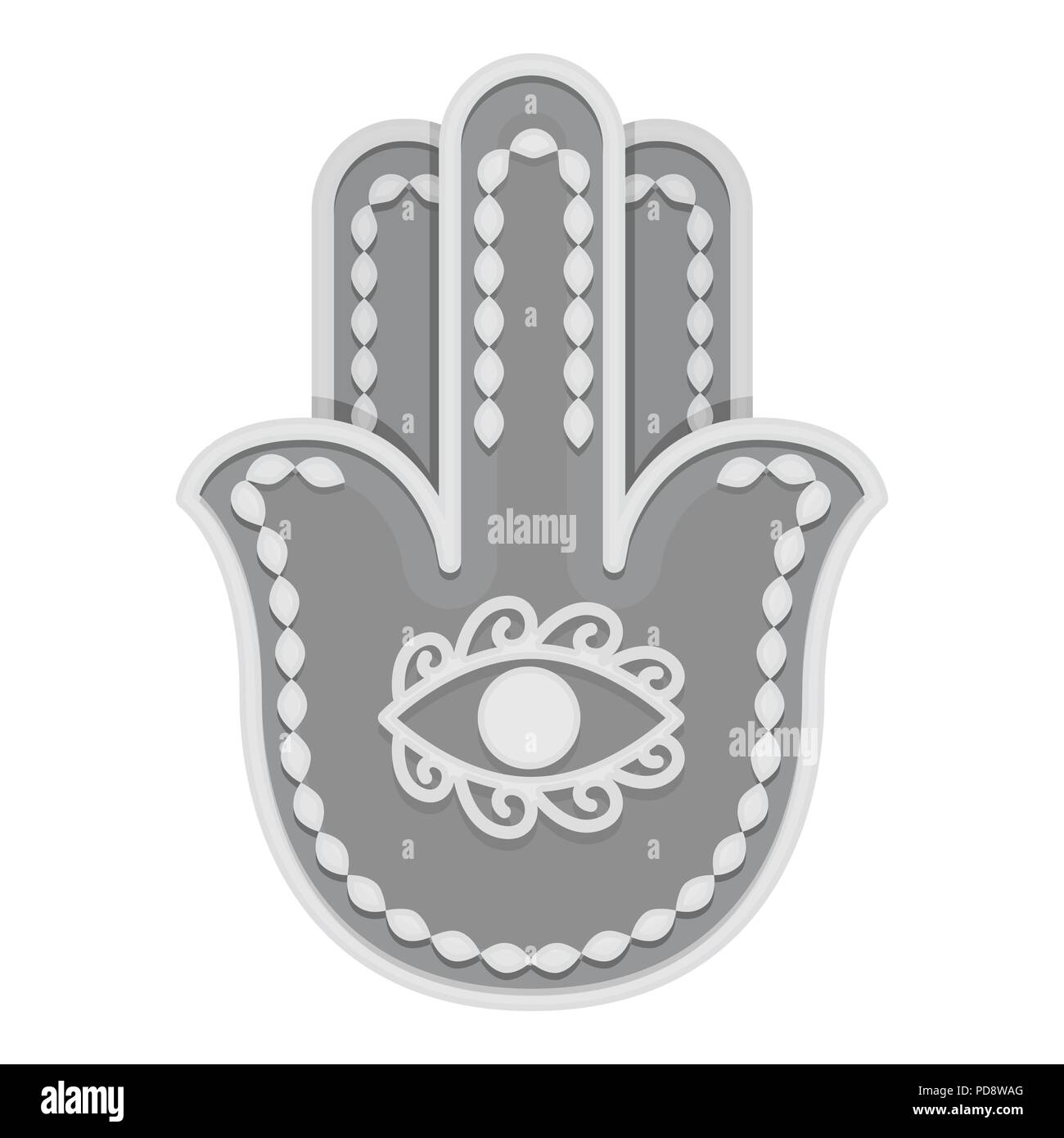 Hamsa icon in monochrome style isolated on white background. Religion ...