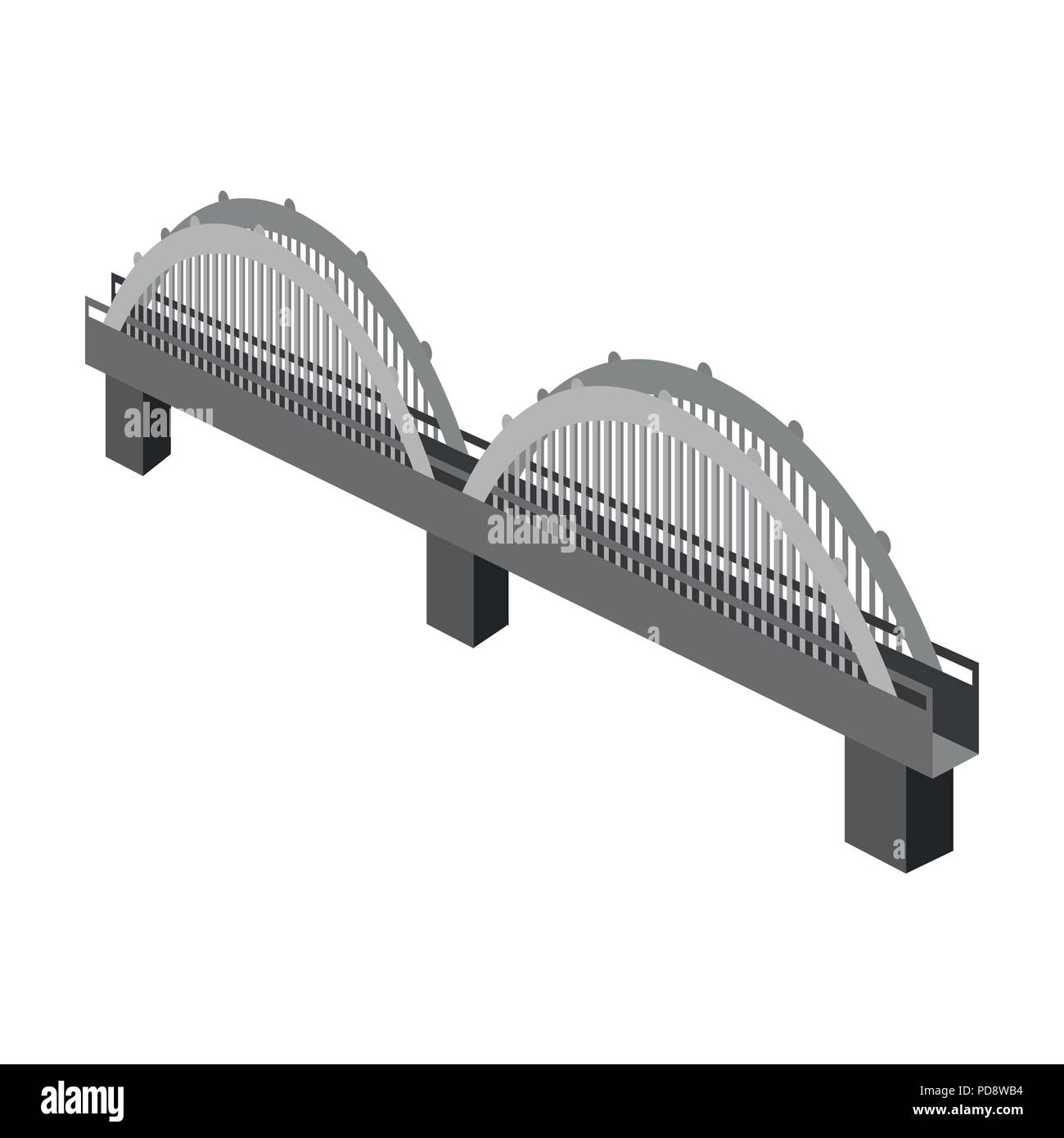 Arched bridge construction. Bridge single icon in monochrome style ...