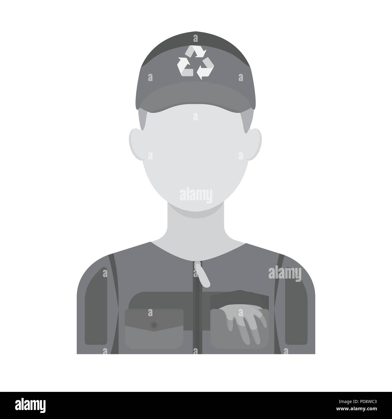 Waste collector icon in monochrome style isolated on white background ...