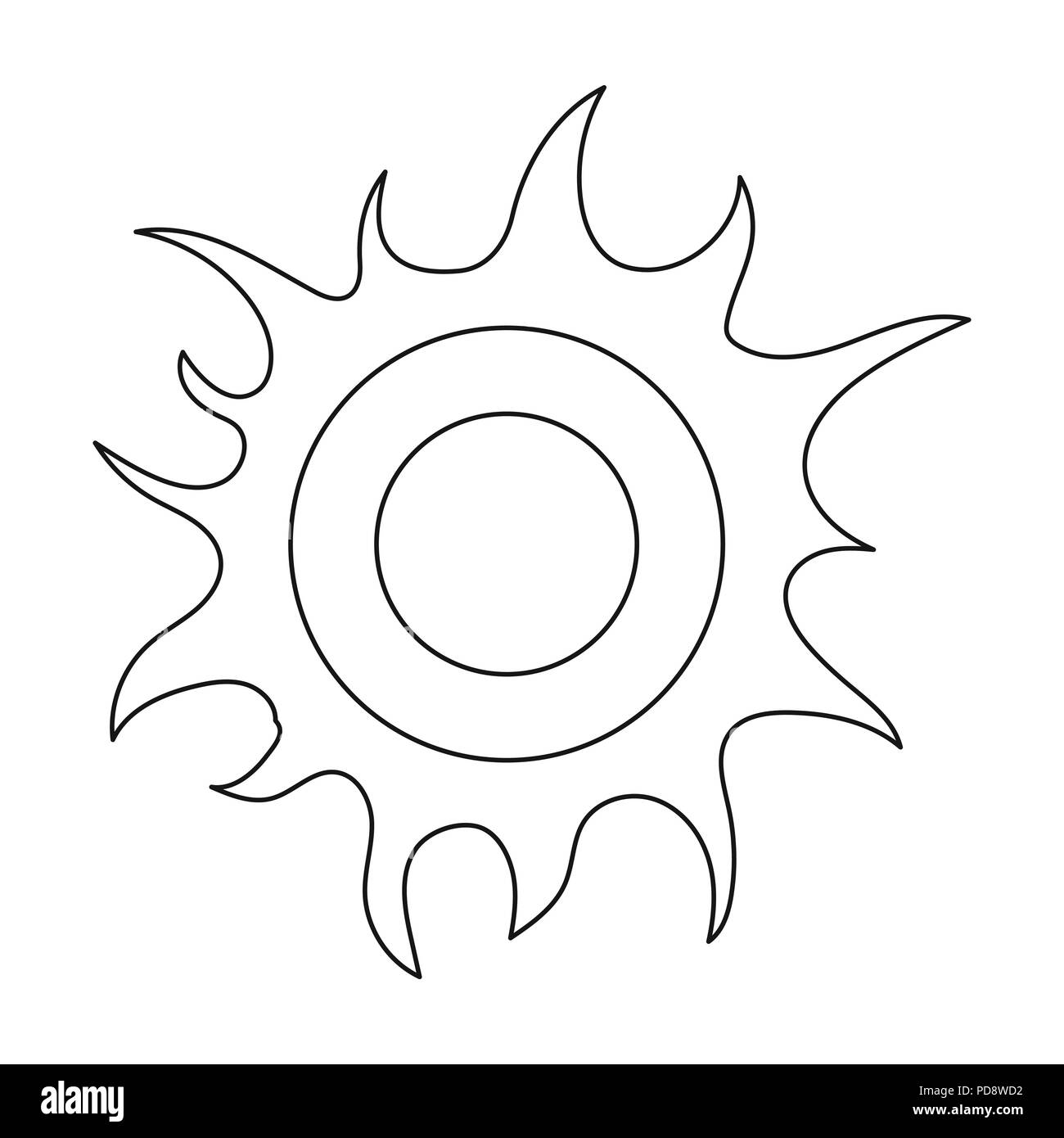 Sun icon in outline design isolated on white background. Bio and ...