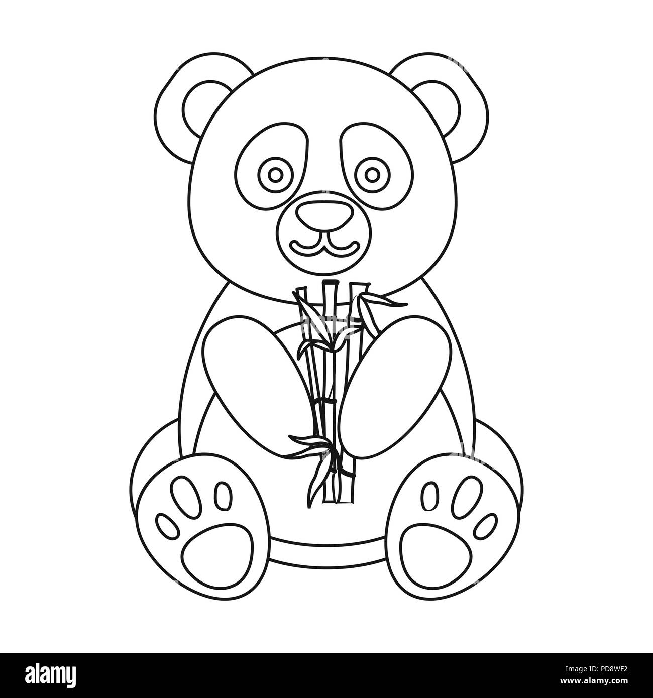 Panda icon in outline style isolated on white background. Japan symbol ...