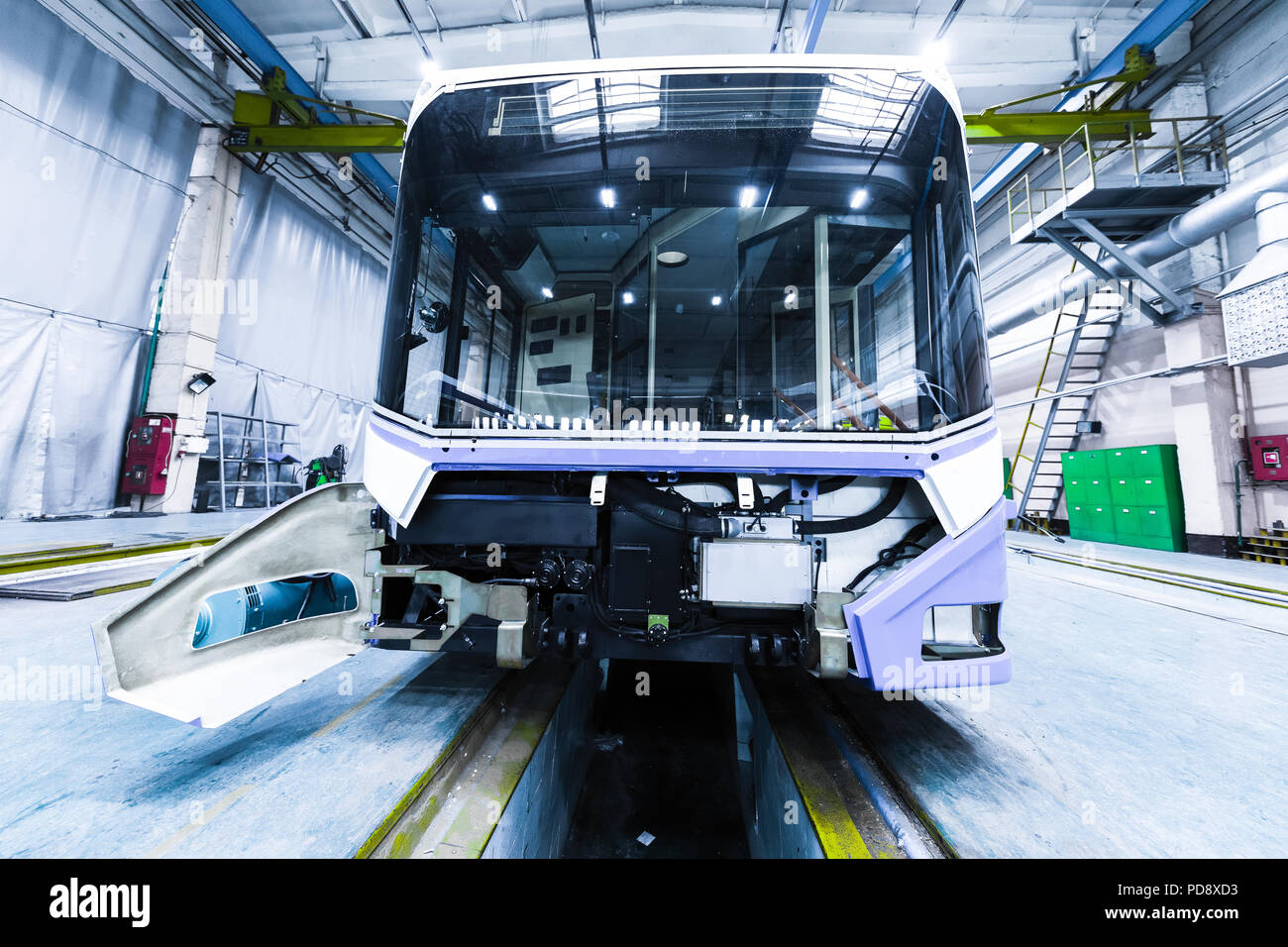Trolleybus production line Stock Photo - Alamy