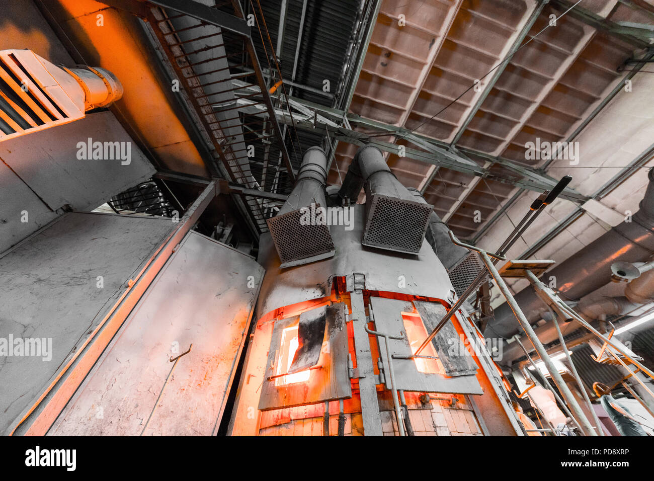 Factory manufacturing of glass production Stock Photo - Alamy