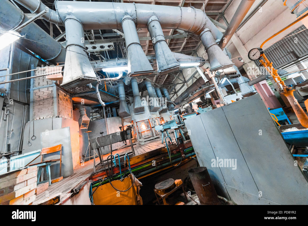 Factory manufacturing of glass production Stock Photo - Alamy