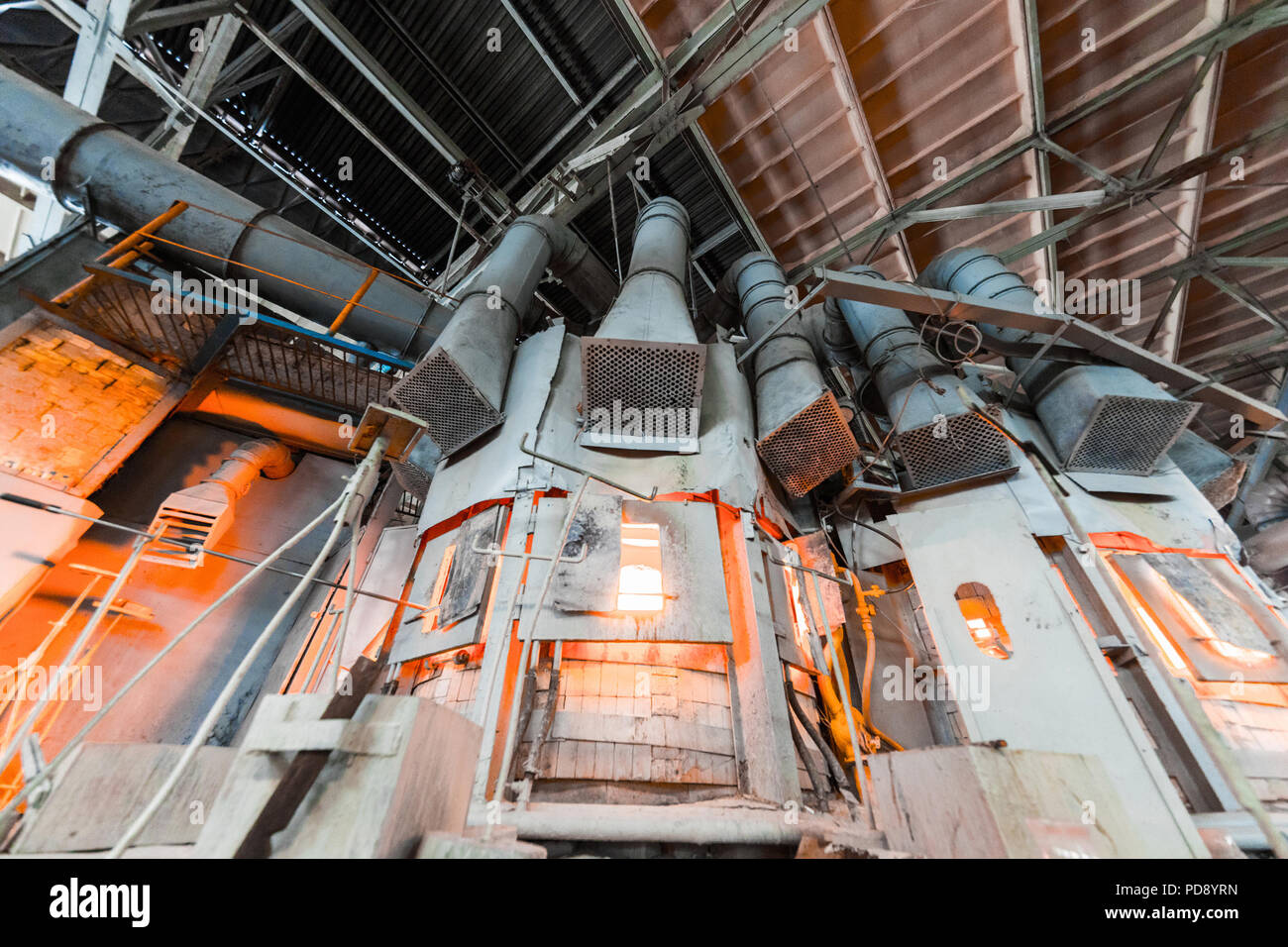 Factory manufacturing of glass production Stock Photo - Alamy