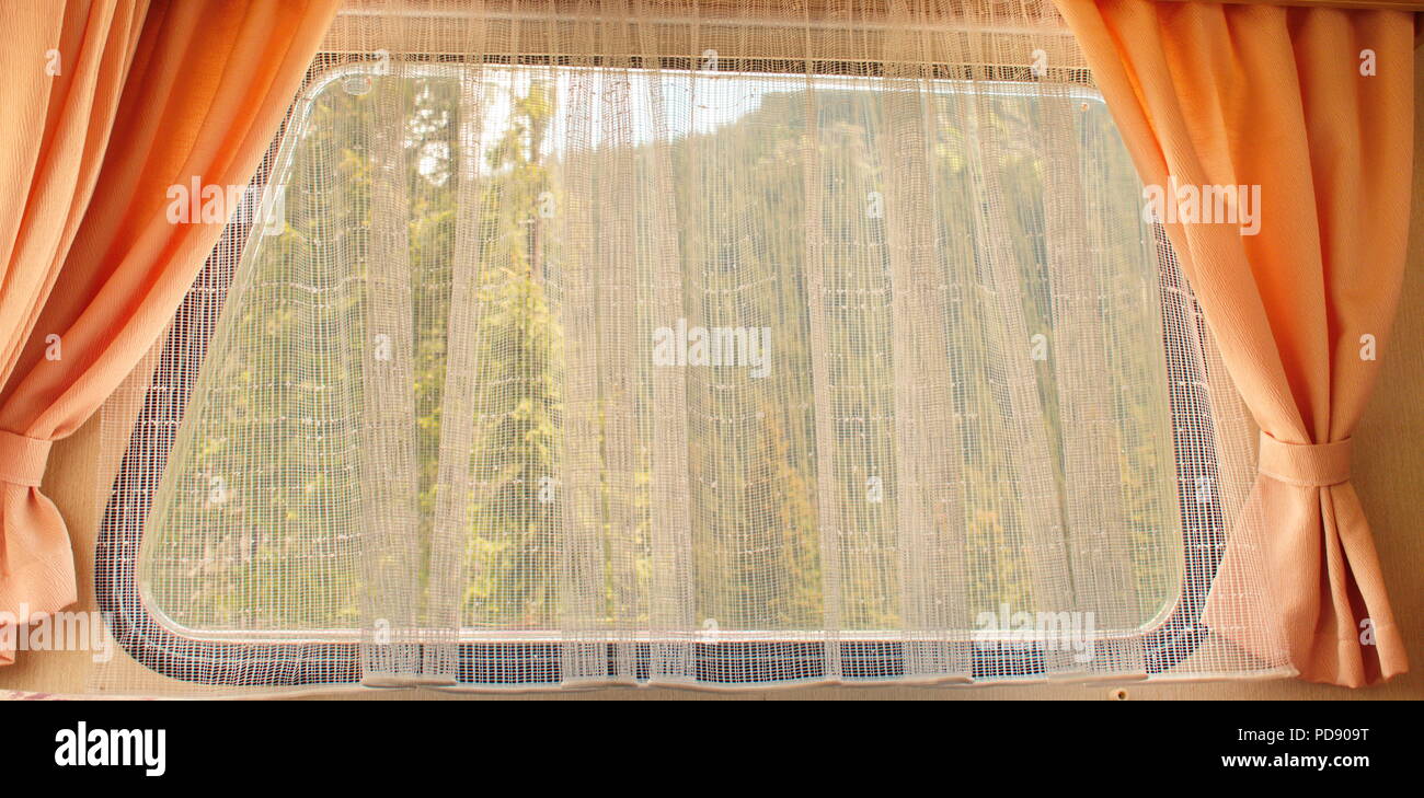 On the caravan window Stock Photo - Alamy