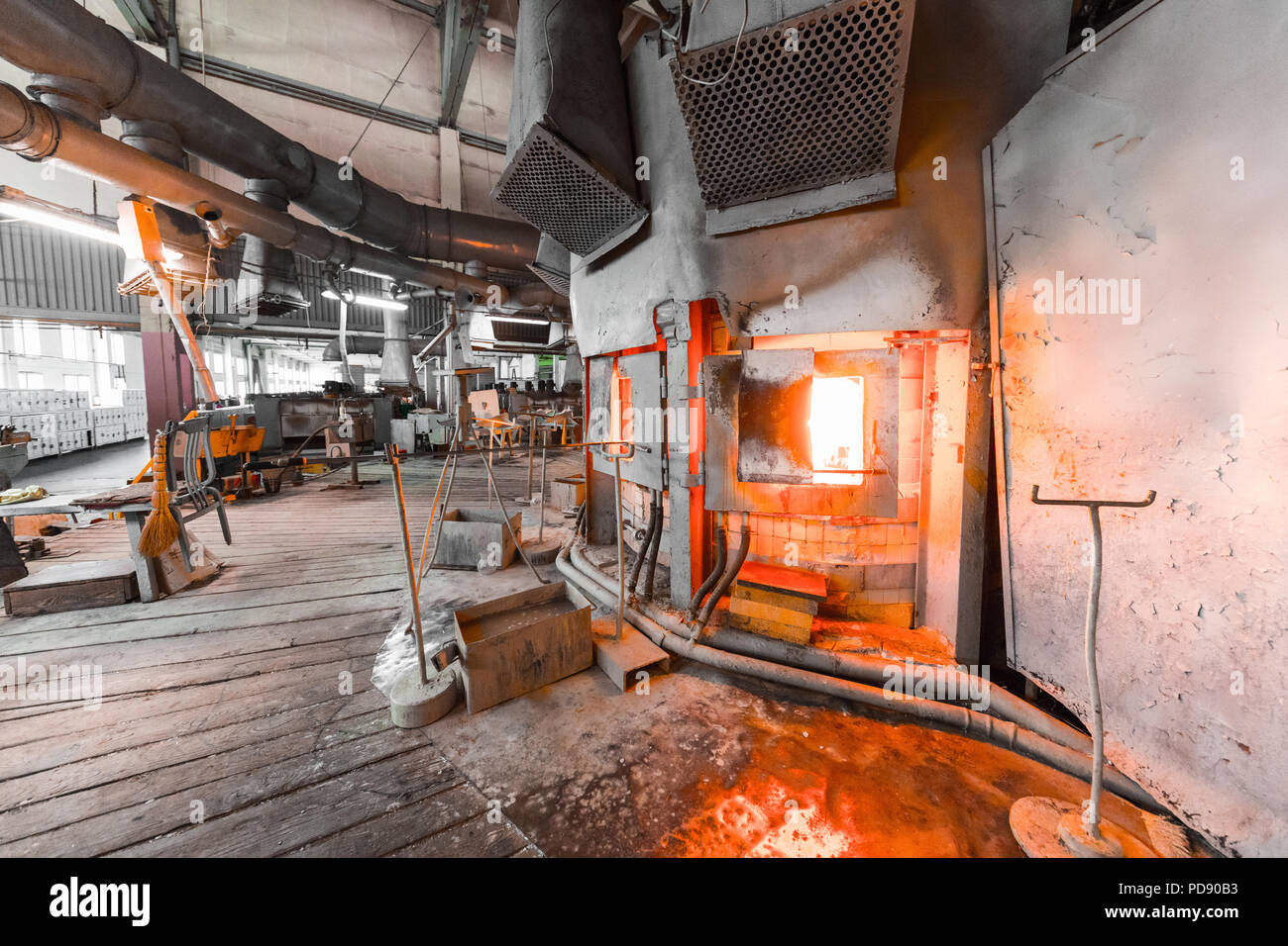 Factory manufacturing of glass production Stock Photo - Alamy