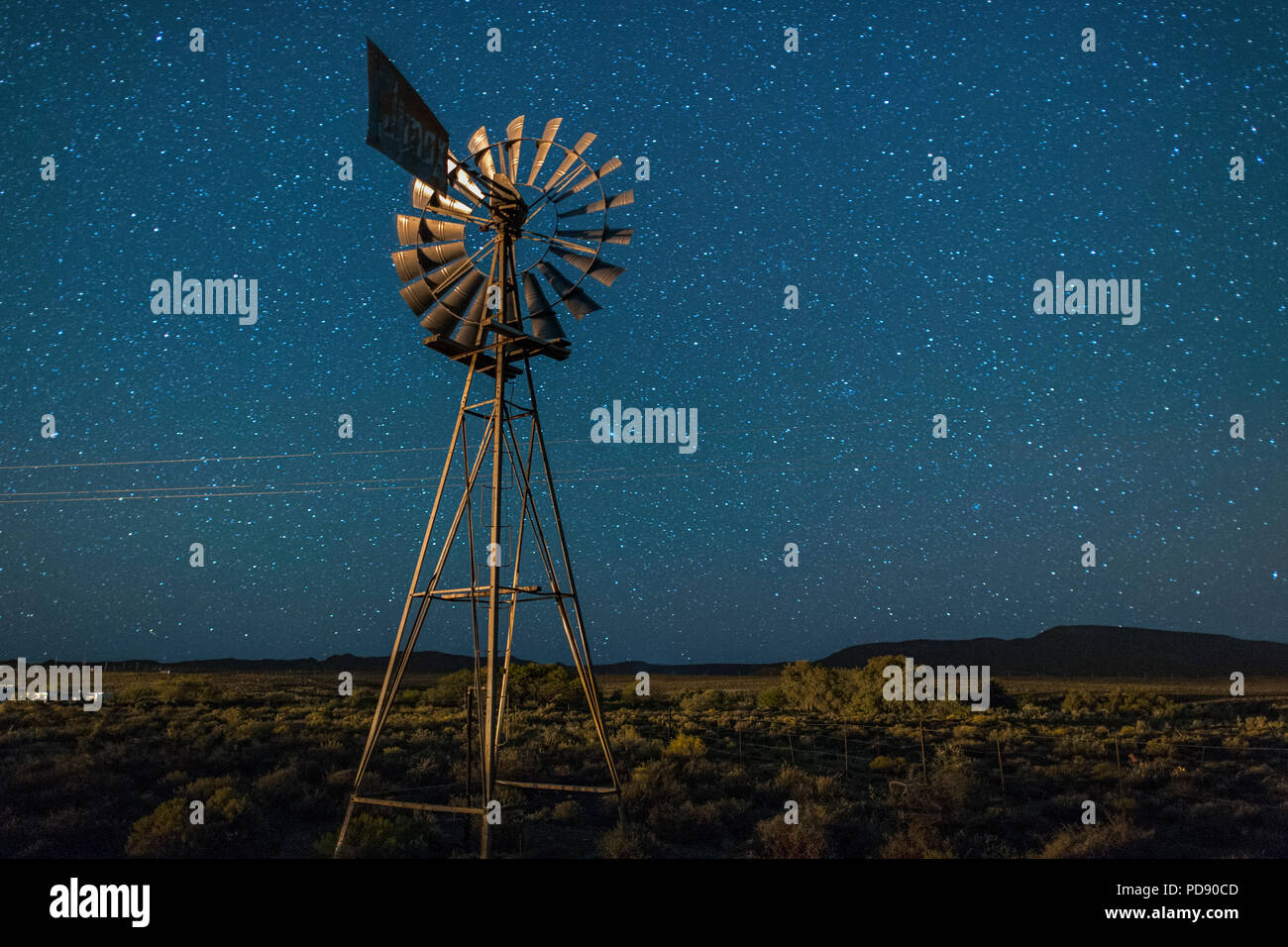 Windmill and stars in the Karoo region of South Africa Stock Photo - Alamy
