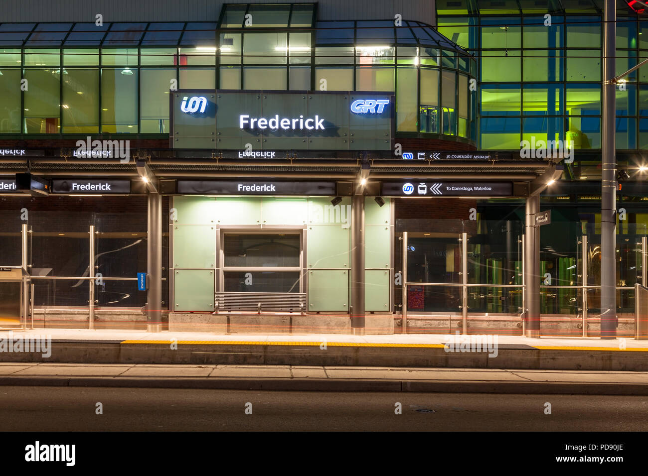 A Grand River transit station for light rail cars along Frederick ...