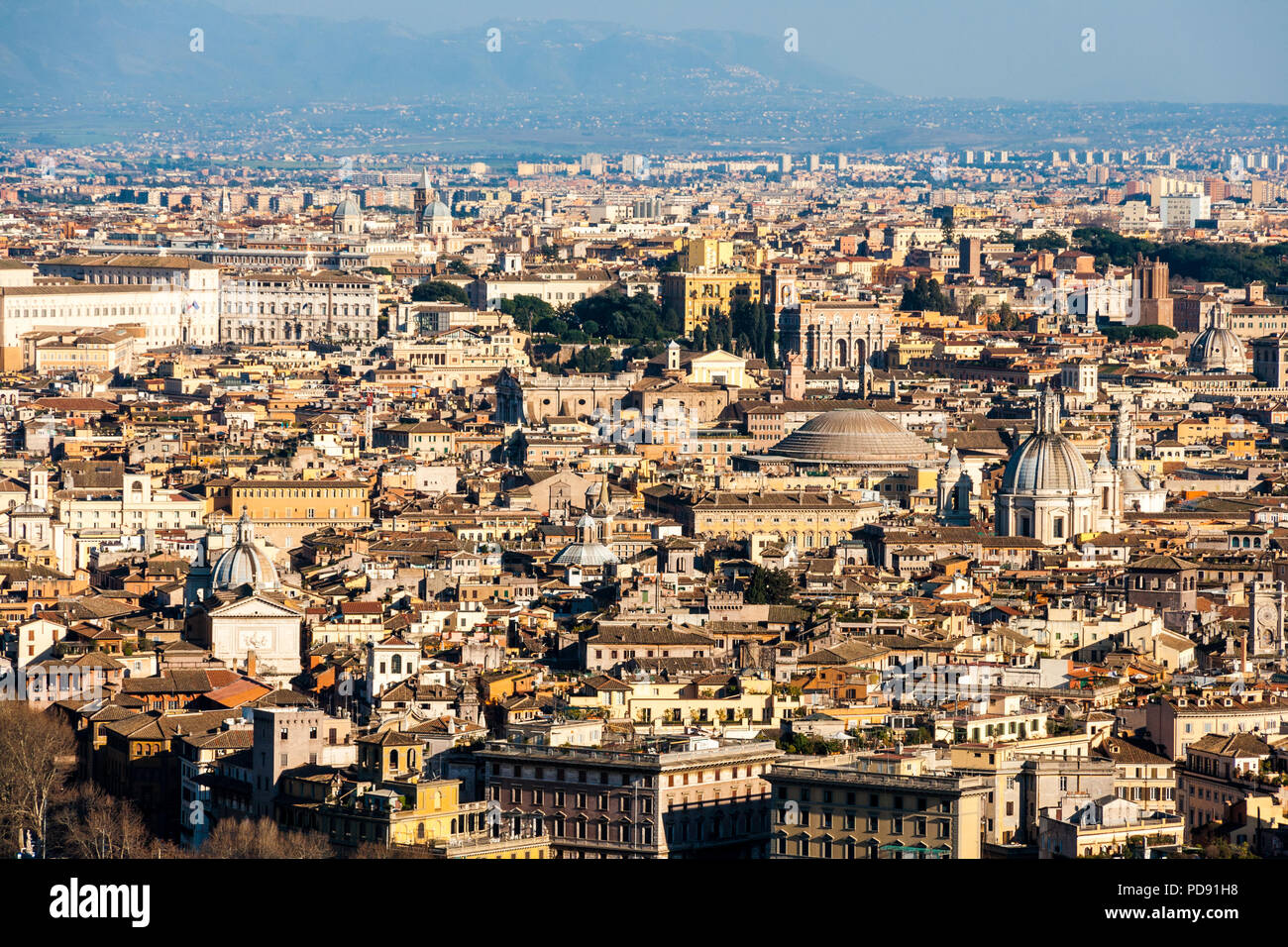 View of Rome from the St. Peter dome looking at the Pantheon Stock ...