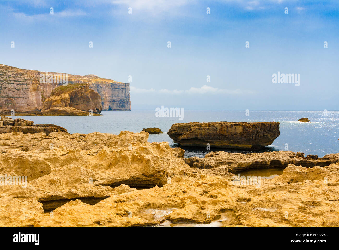 Cliff and rocks near Azure Window in Gozo, Malta Stock Photo - Alamy