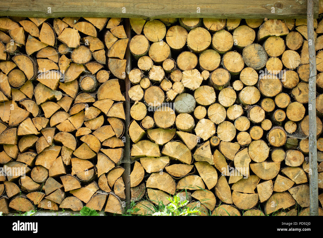 Wall of natural firewood. Stacked Logs Texture. Natural Background ...