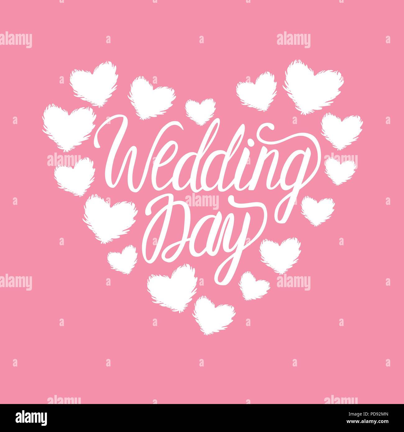 Vector Wedding Day card with cute heart. Lettering inscriptions Stock ...