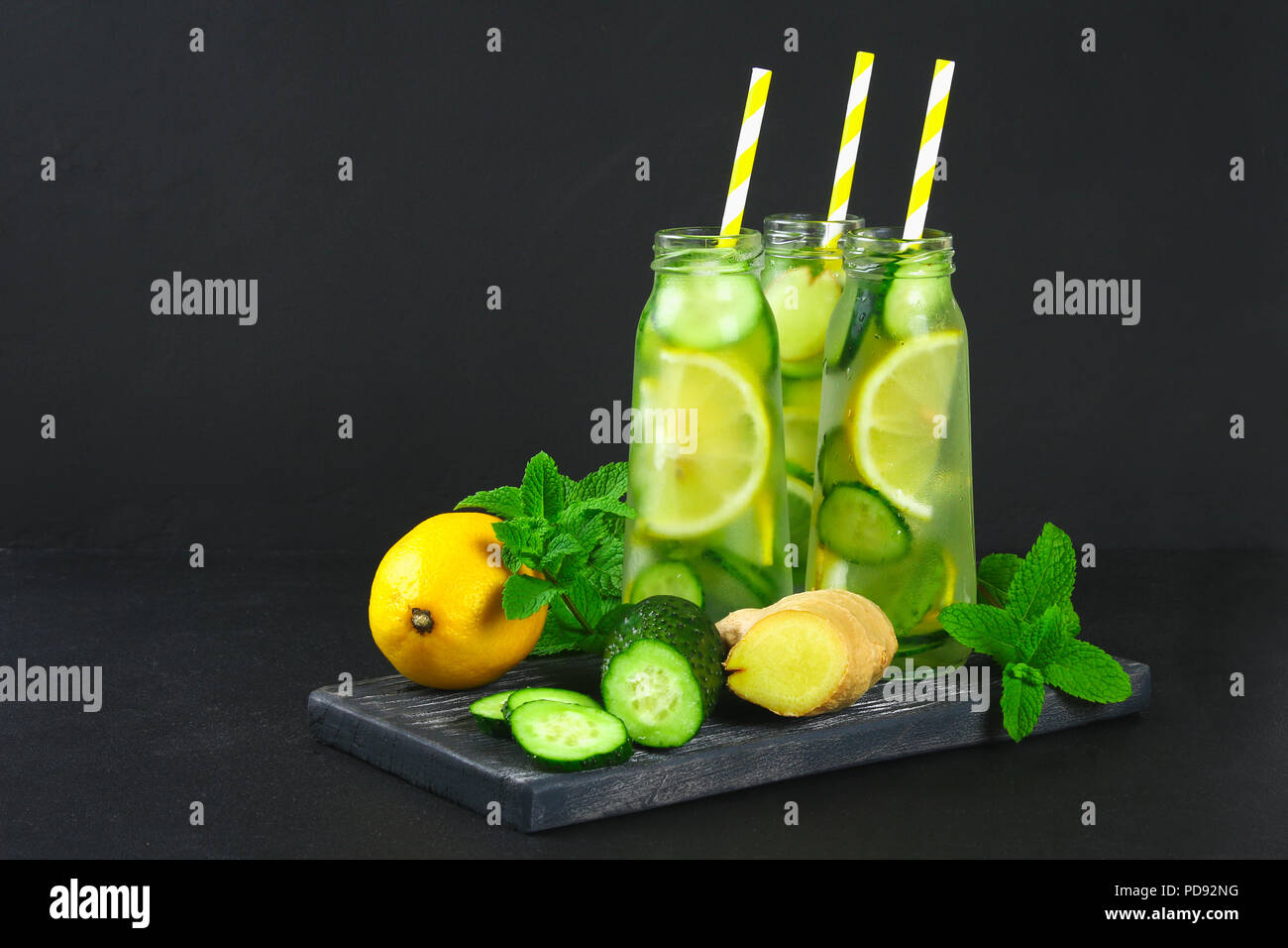 Sassy water. Fresh cool water with cucumber, lemon, ginger and mint ...