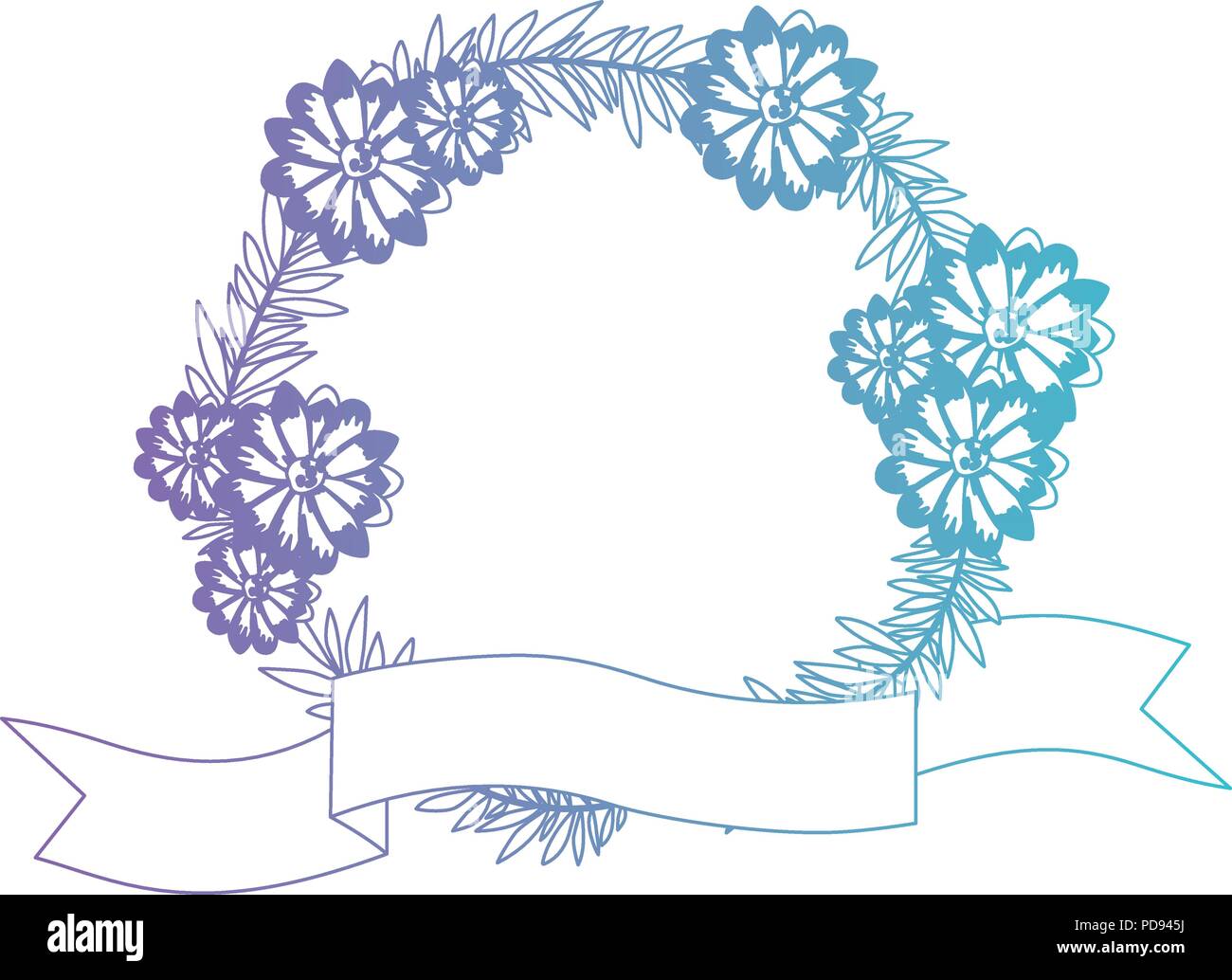 beautiful flower and ribbon circular frame Stock Vector Image & Art - Alamy