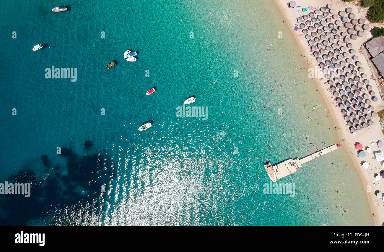 Aerial view at beach at Ammouliani island at Chalkidiki, Greece Stock ...
