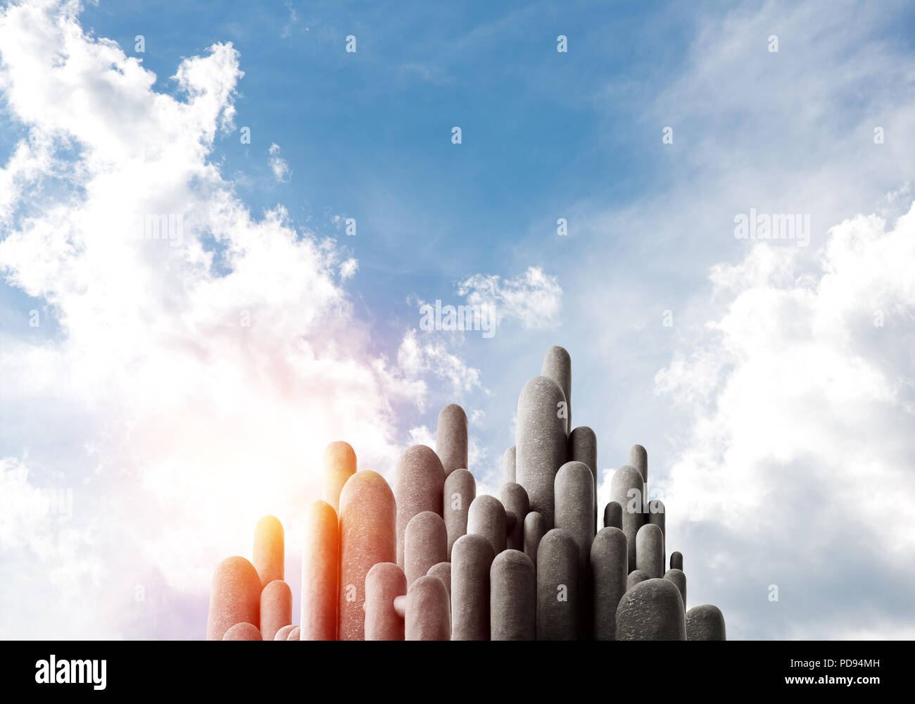 Multiple stone columns with breathtaking landscape Stock Photo - Alamy