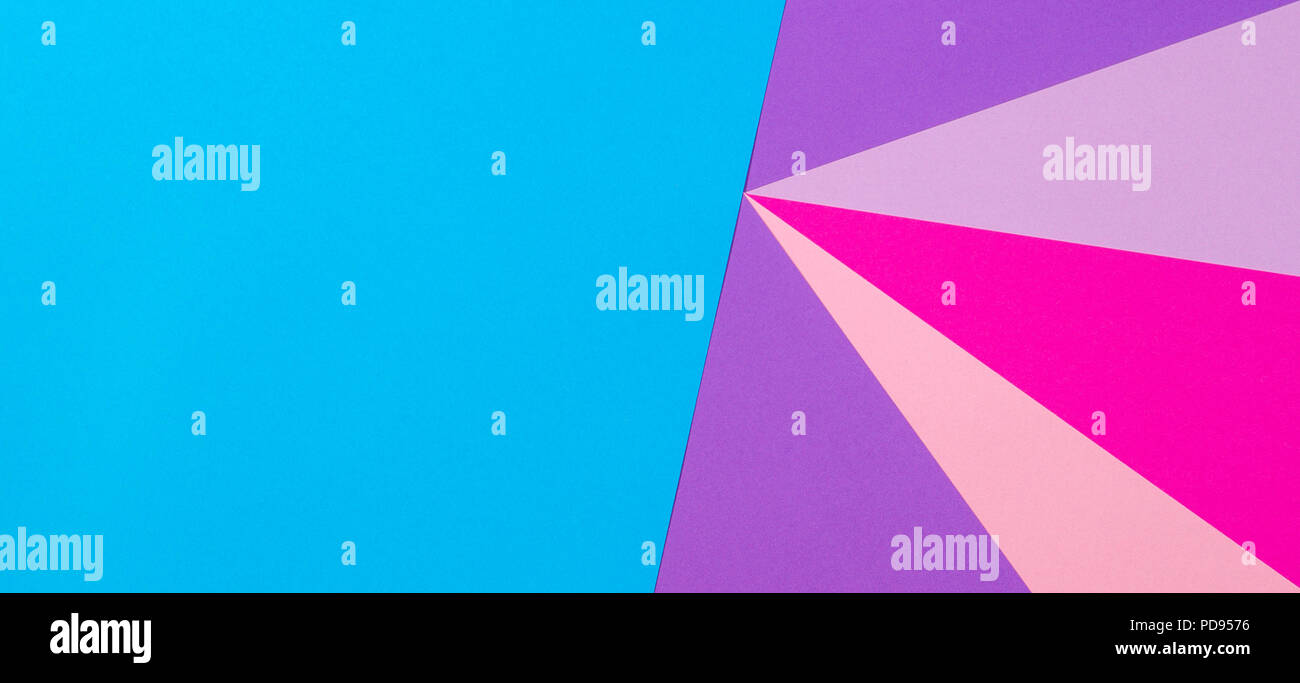 Color papers geometry flat composition background with violet and blue ...