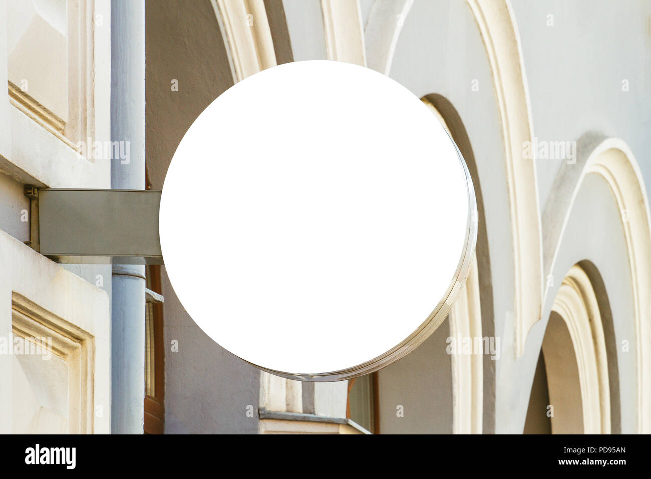 Mock up. Round shape signboard on classical architecture building Stock ...