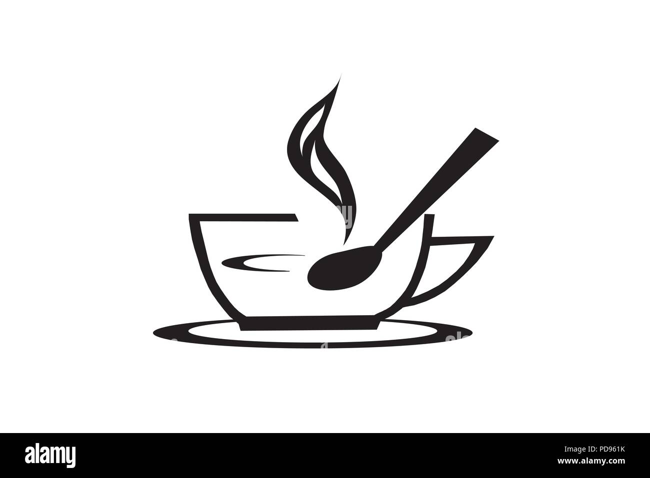 vector illustration with scene of the cup and spoon as logo Stock ...