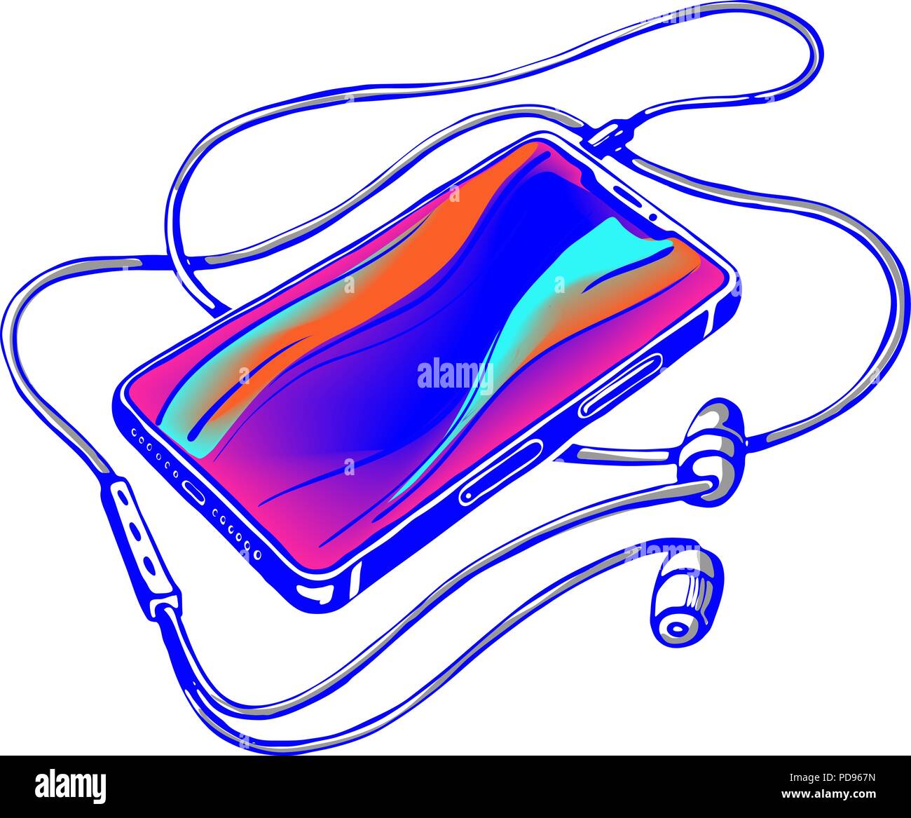White headphone smartphone music Stock Vector Images - Alamy