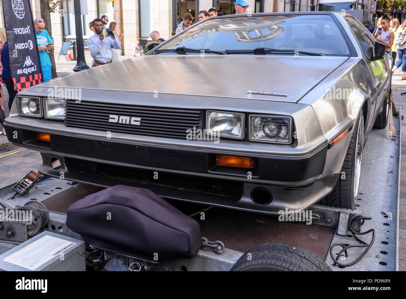 De Lorean DMC 12 DMC-12 being transported on a trailer Stock Photo - Alamy