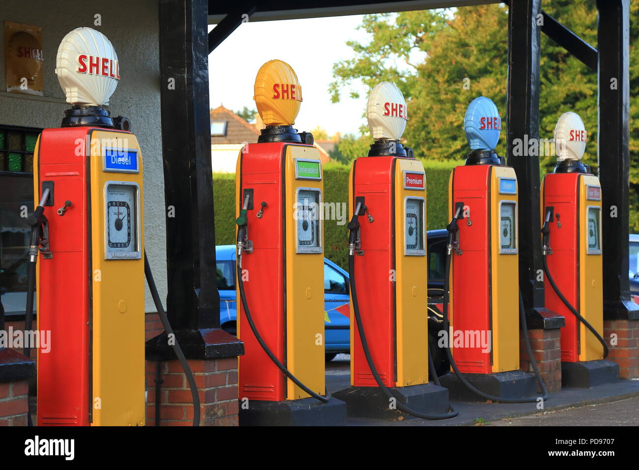 Painstakingly restored old Shell filling station with original pumps ...