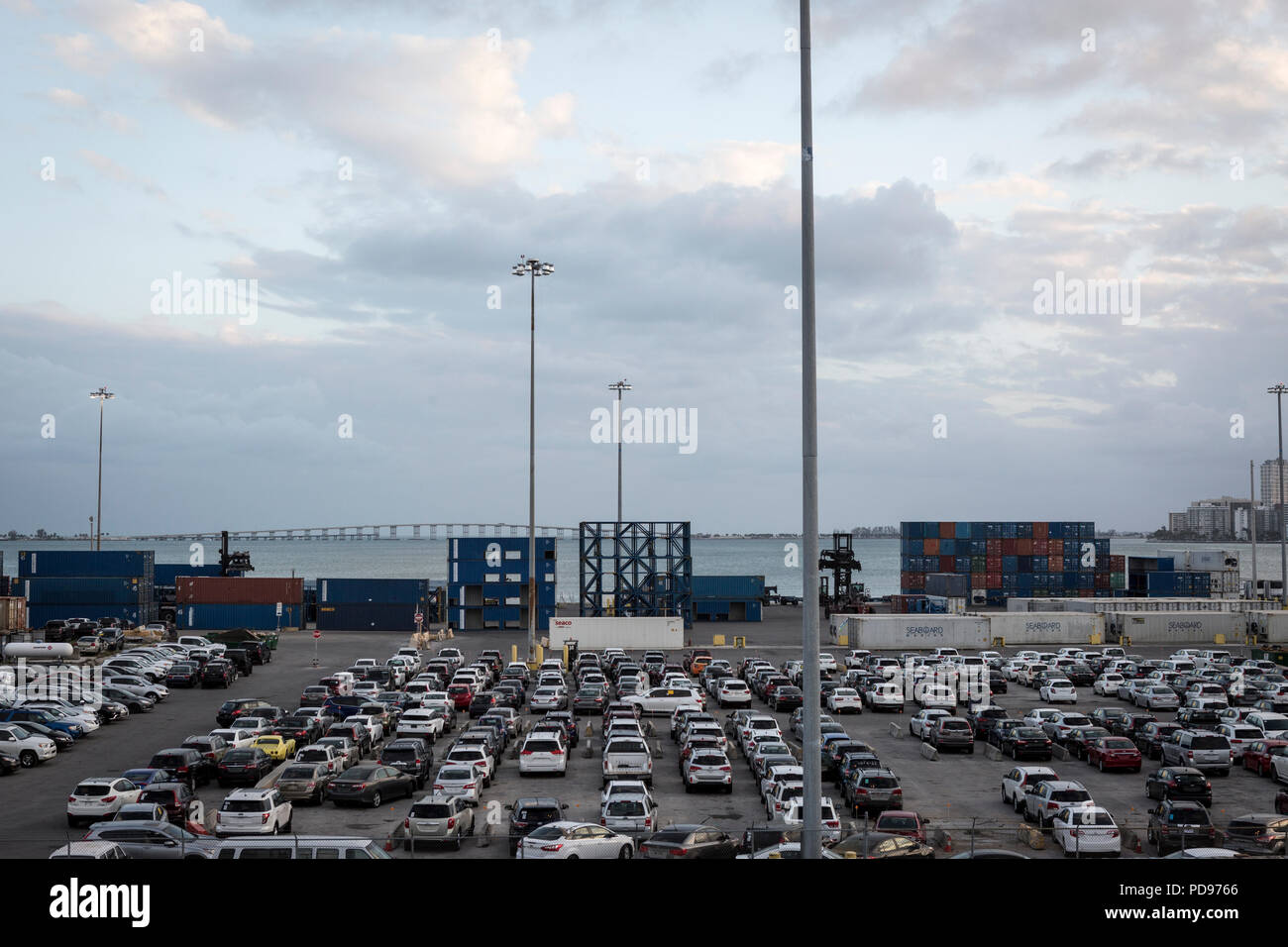 Vehicle and containers in the yard at the US Customs Service at the ...