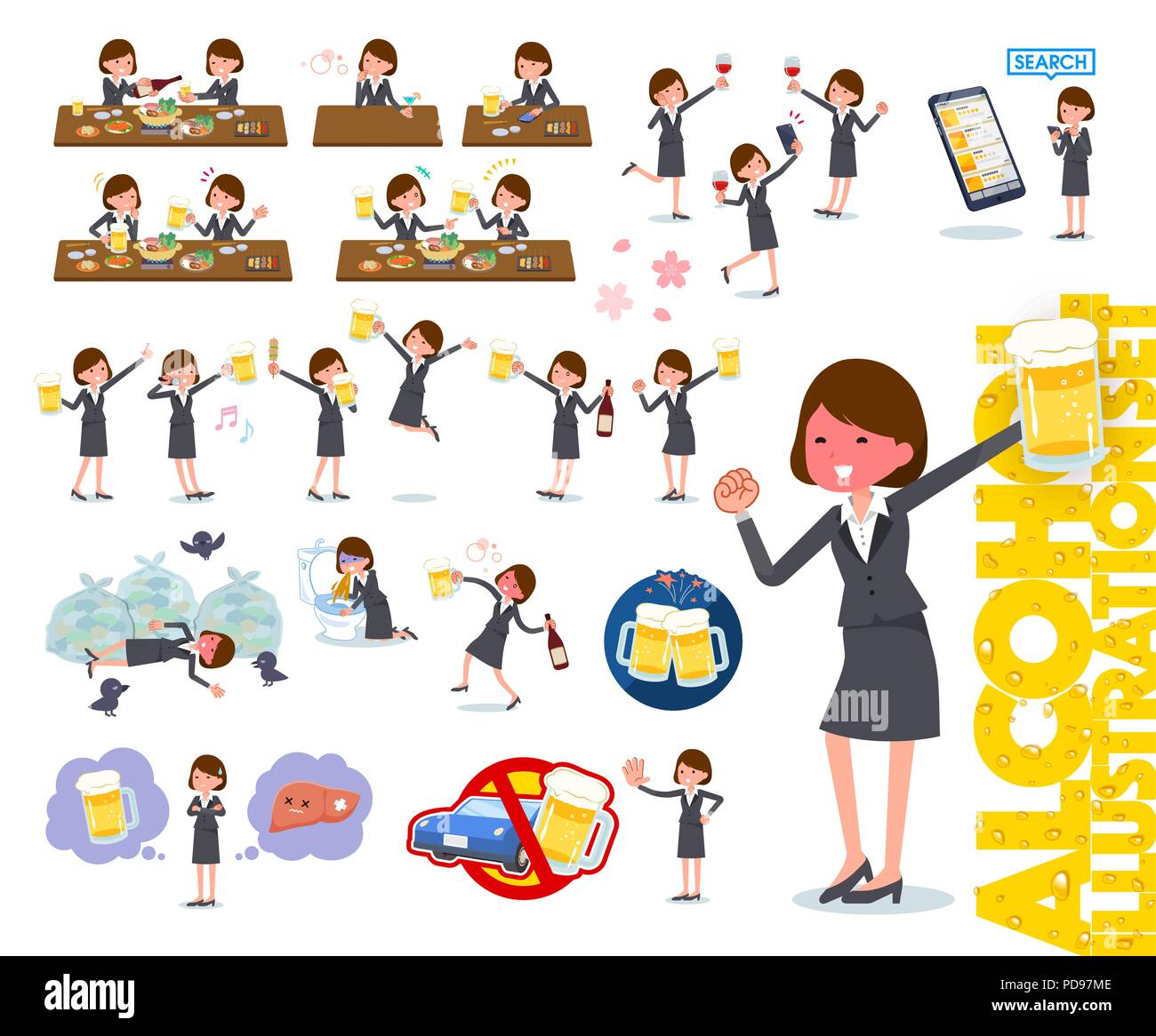 A set of women related to alcohol.There is a lively appearance and ...