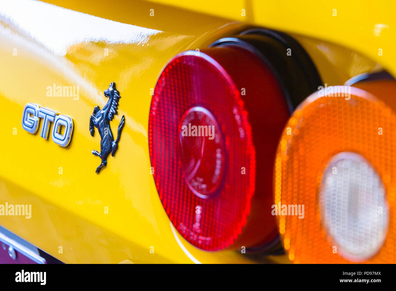 Badge on the rear of a yellow 1985 Ferrari 288 GTO Stock Photo - Alamy