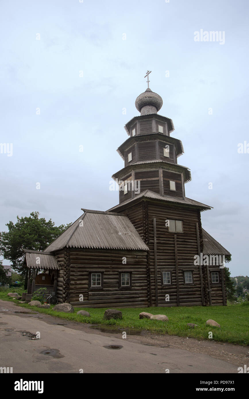 Ancient wooden temple of the Tikhvin icon of the Mother of God in ...