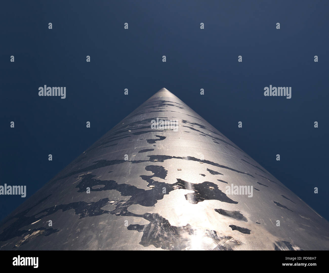 The Spire the landmark of Dublin was photographed under blue sky from ...