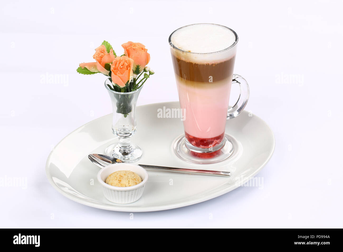 Fruit Latte macchiato with whipped cream and dragee Stock Photo - Alamy