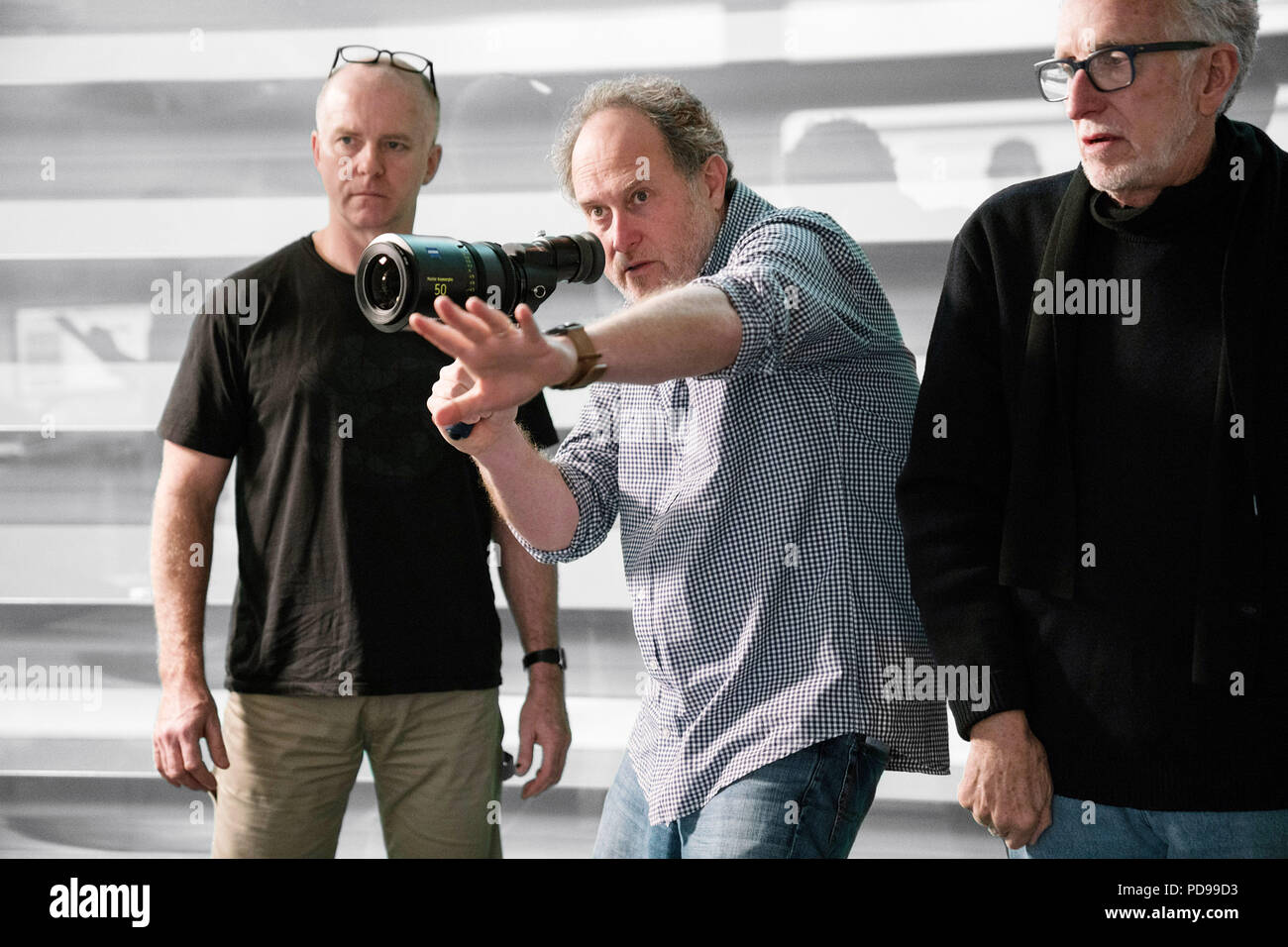 THE MEG, Director Jon Turteltaub (center), Cinematographer Tom Stern ...