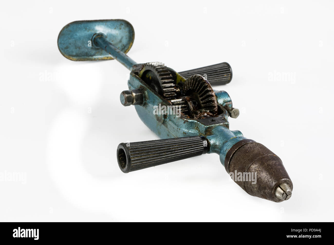 An old hand drill for drilling holes in wood and metal. Carpentry tools ...