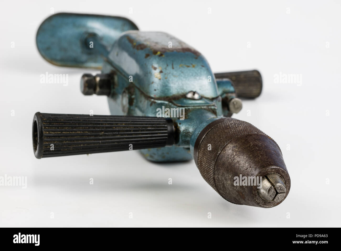 An old hand drill for drilling holes in wood and metal. Carpentry tools ...